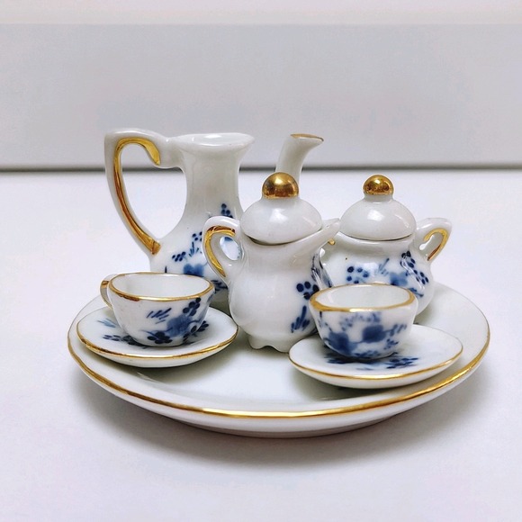 royal delft | Kitchen | Vintage Delft Blue Porcelain Miniature Tea Set ...